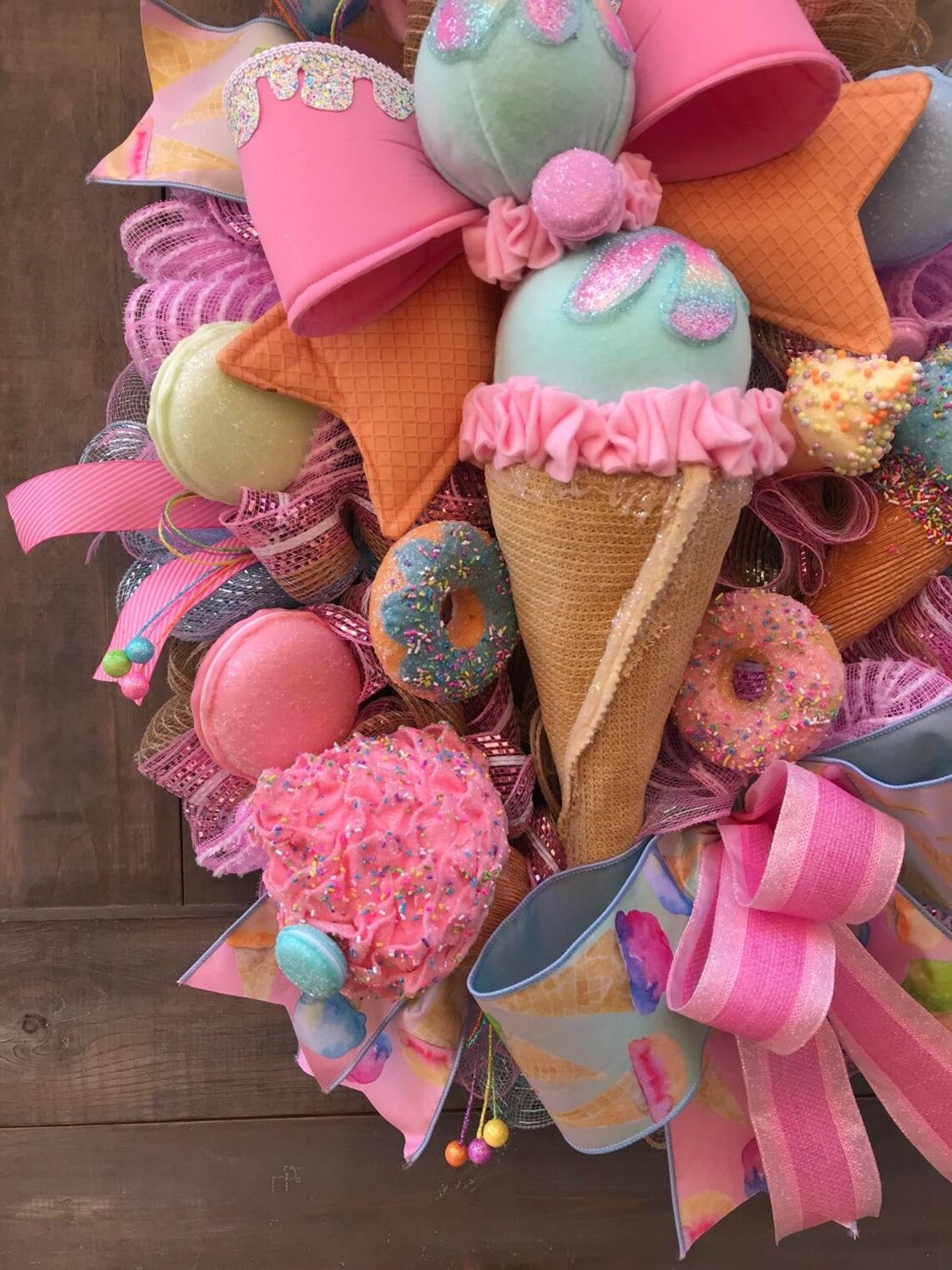 Ice Cream Wreath, Ice Cream Decor, Indoor Wreath, Summer Wreath, Spring ...