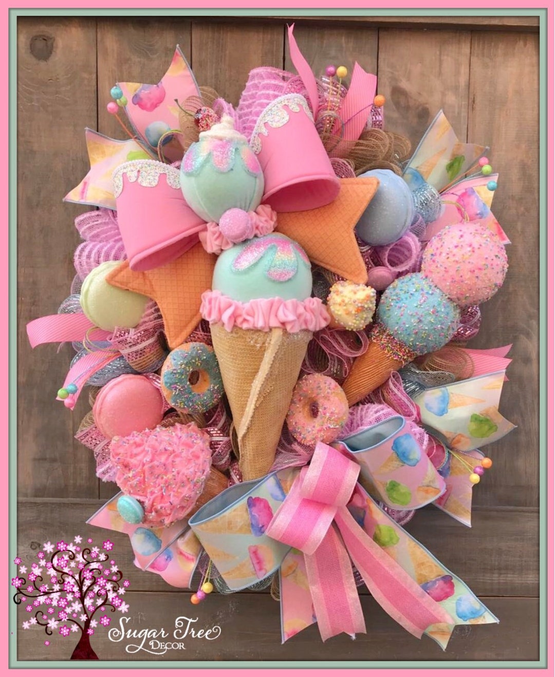 Ice Cream Wreath, Ice Cream Decor, Indoor Wreath, Summer Wreath, Spring ...