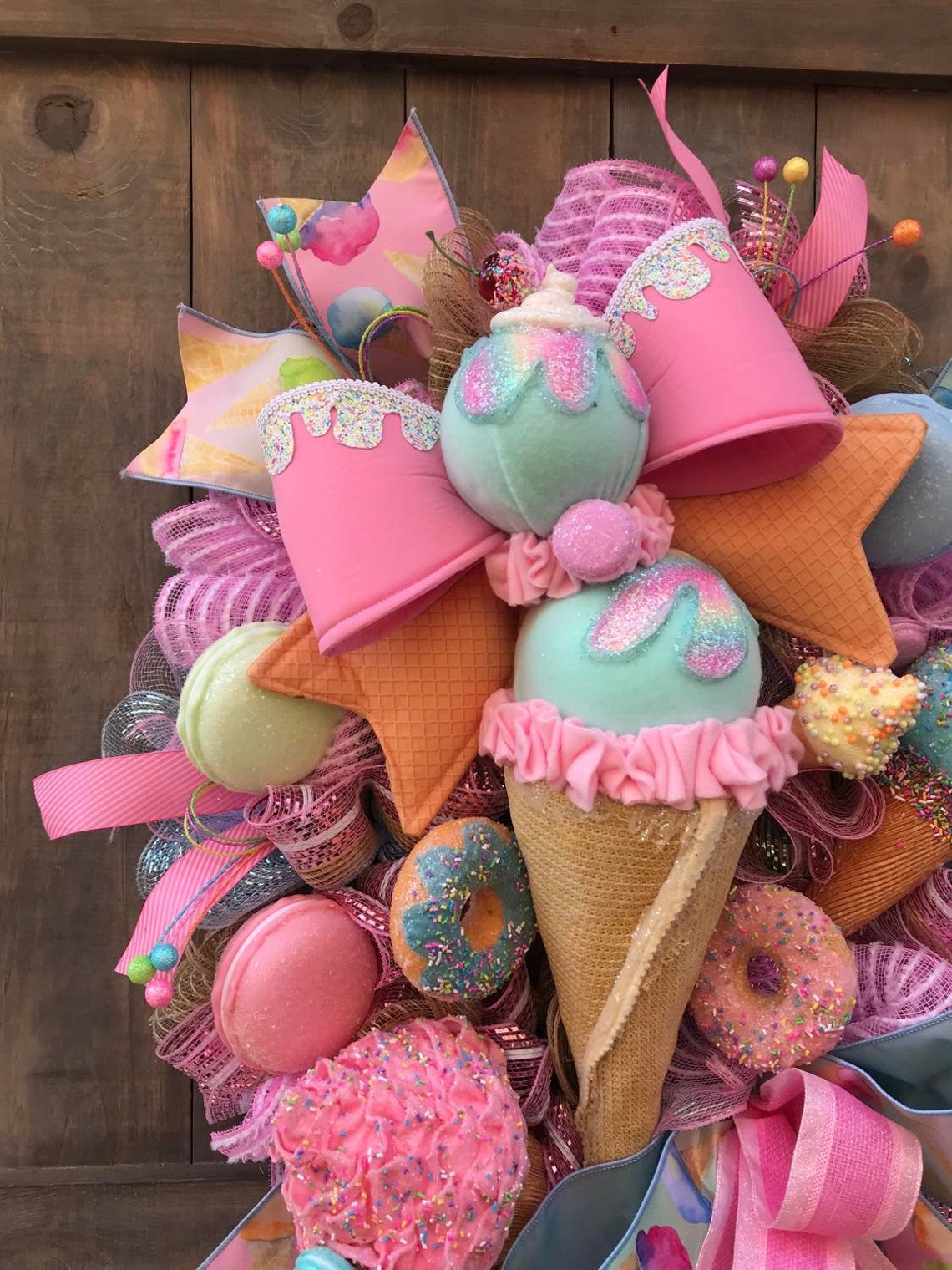 Ice Cream Wreath, Ice Cream Decor, Indoor Wreath, Summer Wreath, Spring ...