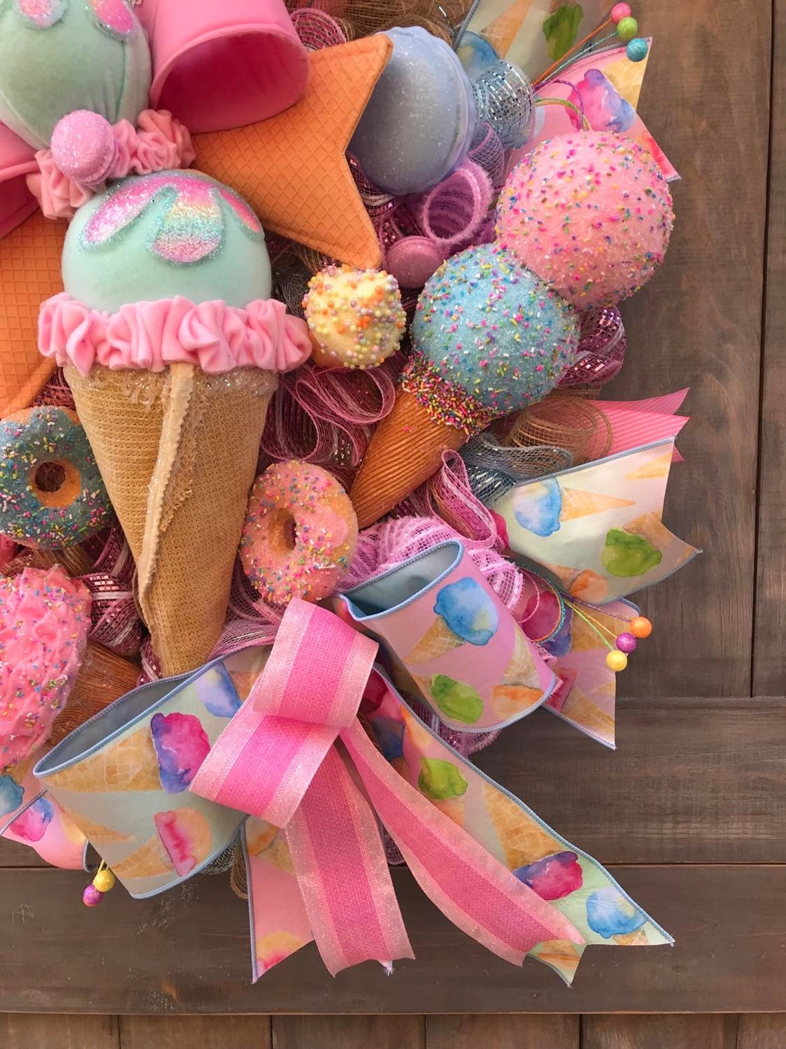 Ice Cream Wreath, Ice Cream Decor, Indoor Wreath, Summer Wreath, Spring ...
