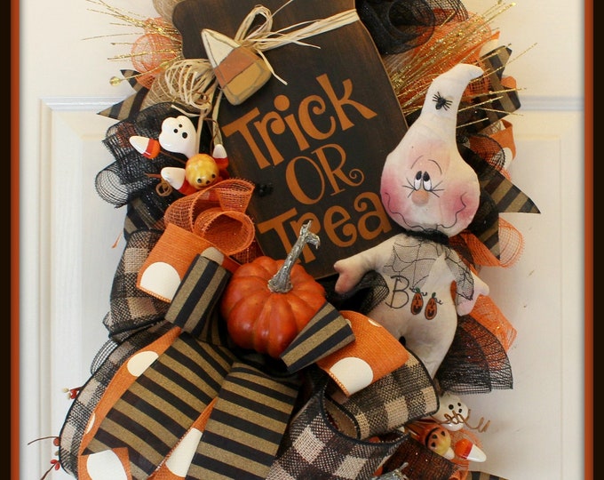 Halloween Swag Ghost Swag Halloween Wreath Door Swag Front - Etsy