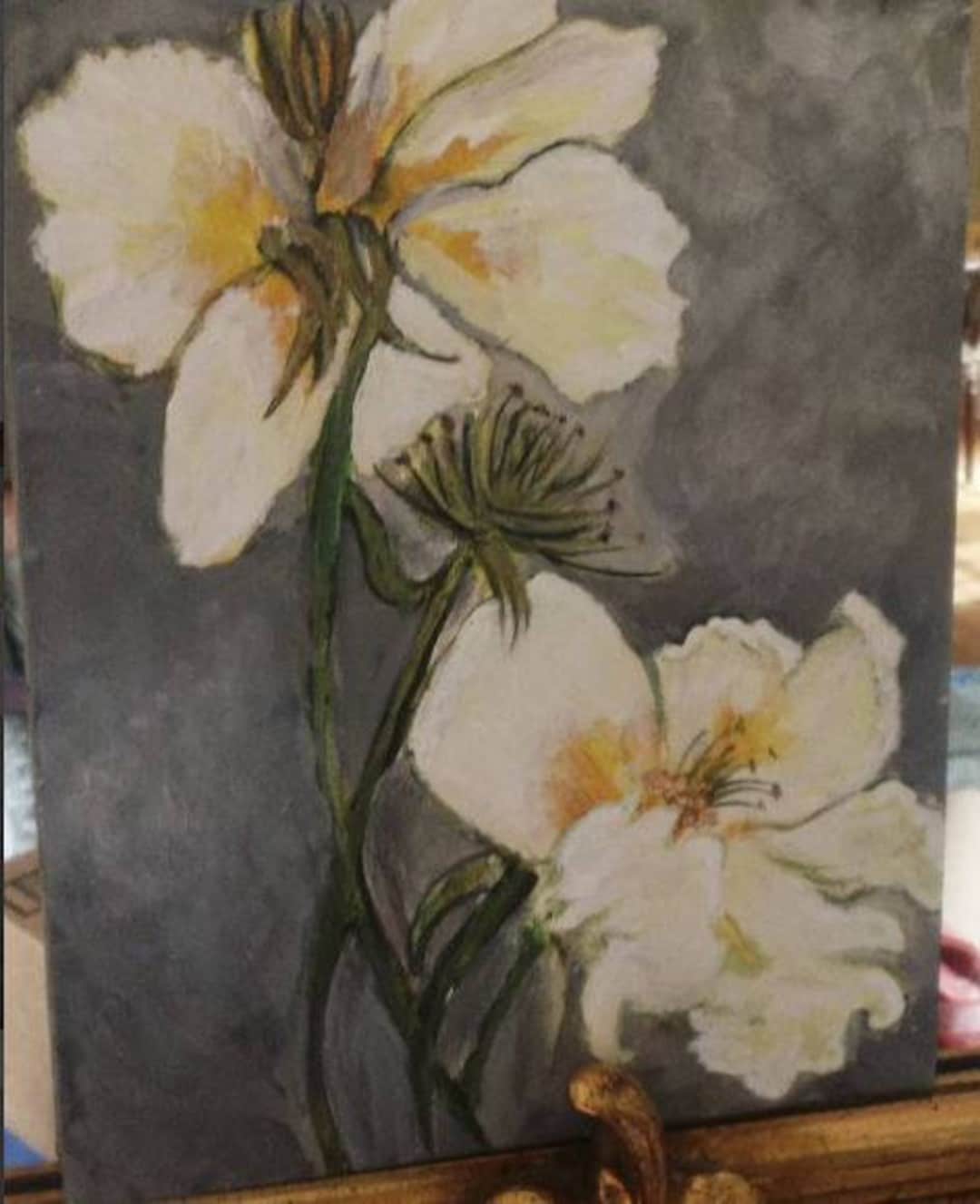 Wild White Roses, Approx 8x10 Original Acrylic on Canvas Board - Etsy