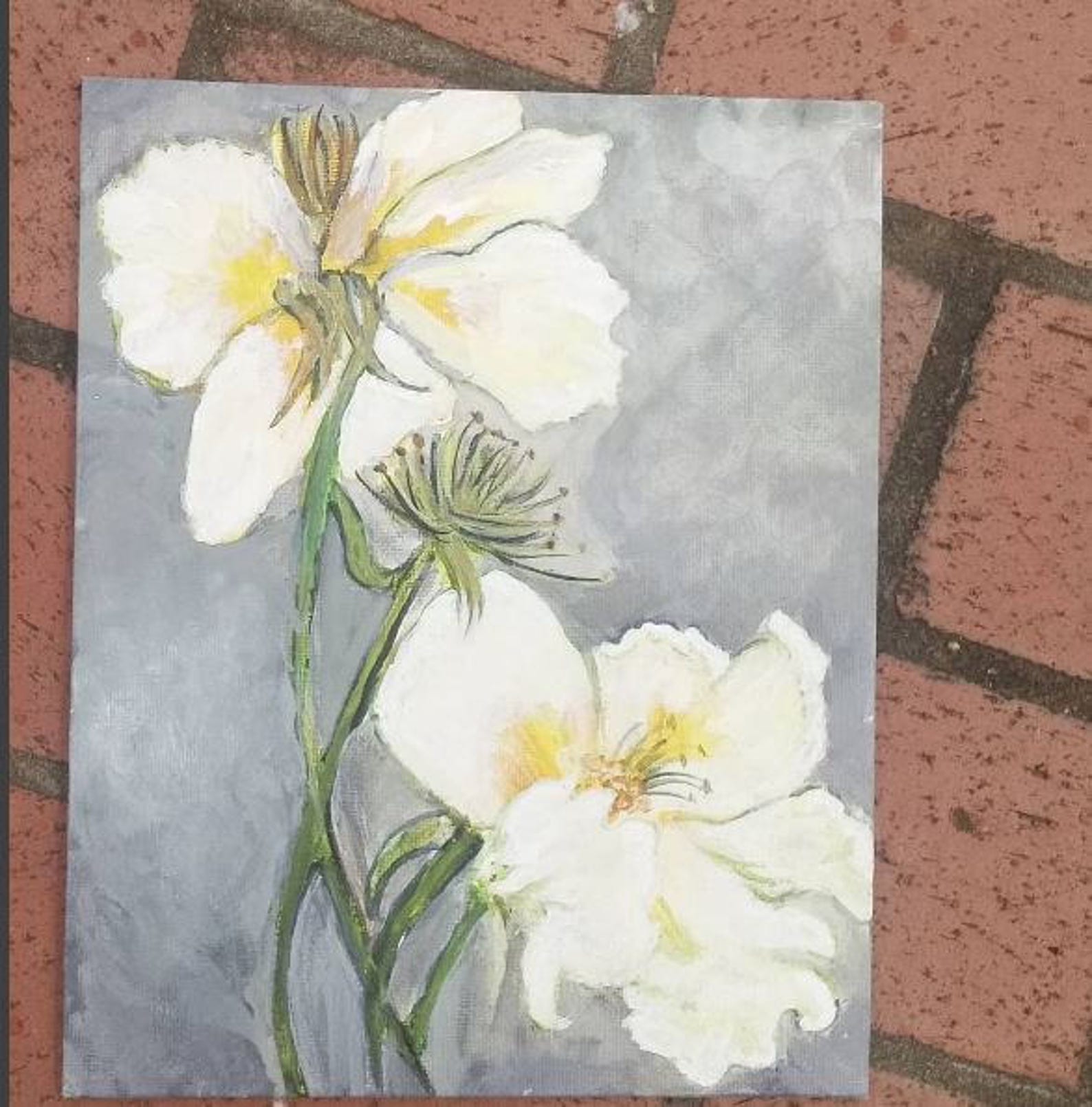 Wild White Roses, Approx 8x10 Original Acrylic on Canvas Board - Etsy