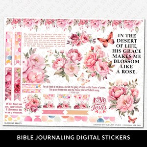 Blooming Beauty Bible Journaling Printable Sticker, Journal Supplies ...