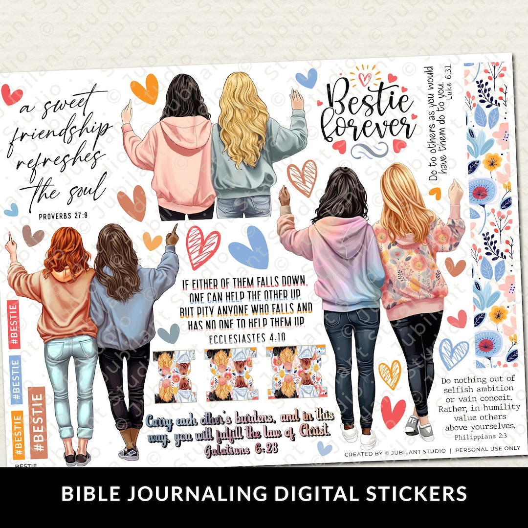 Bestie Bible Journaling Stickers Printable, Christian Faith, Bible ...
