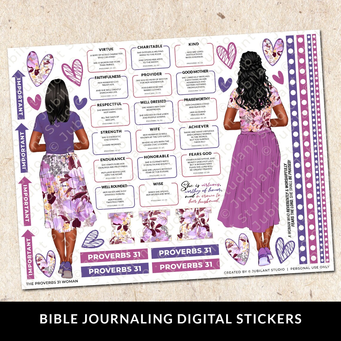 The Proverbs 31 Woman Bible Journaling Stickers Printable, Diversity ...