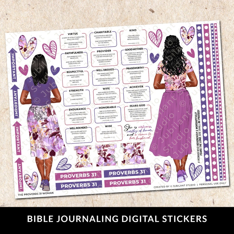 The Proverbs 31 Woman Bible Journaling Stickers Printable - Etsy