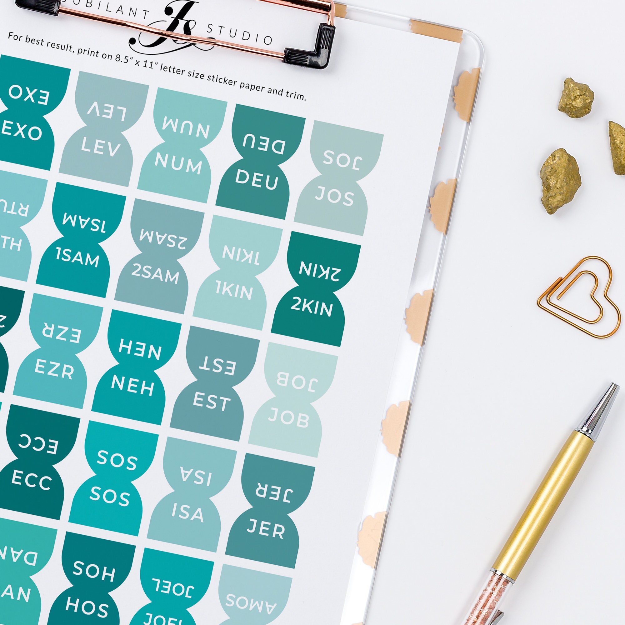 Teal Ocean Bible Tabs, Printable Bible Journaling Stickers, Digital ...