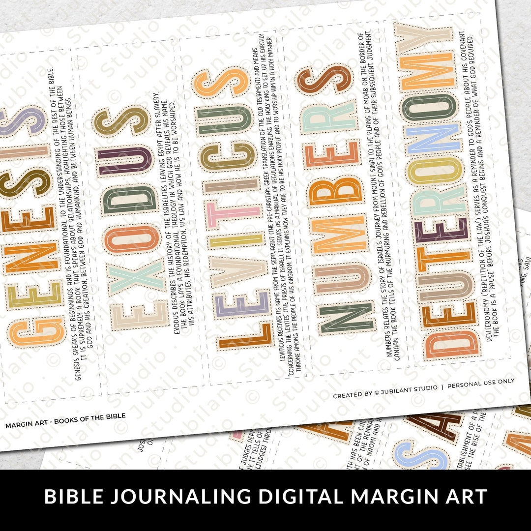 66 Books of the Bible Margin Art - Vintage, Bible Journaling, Old & New ...