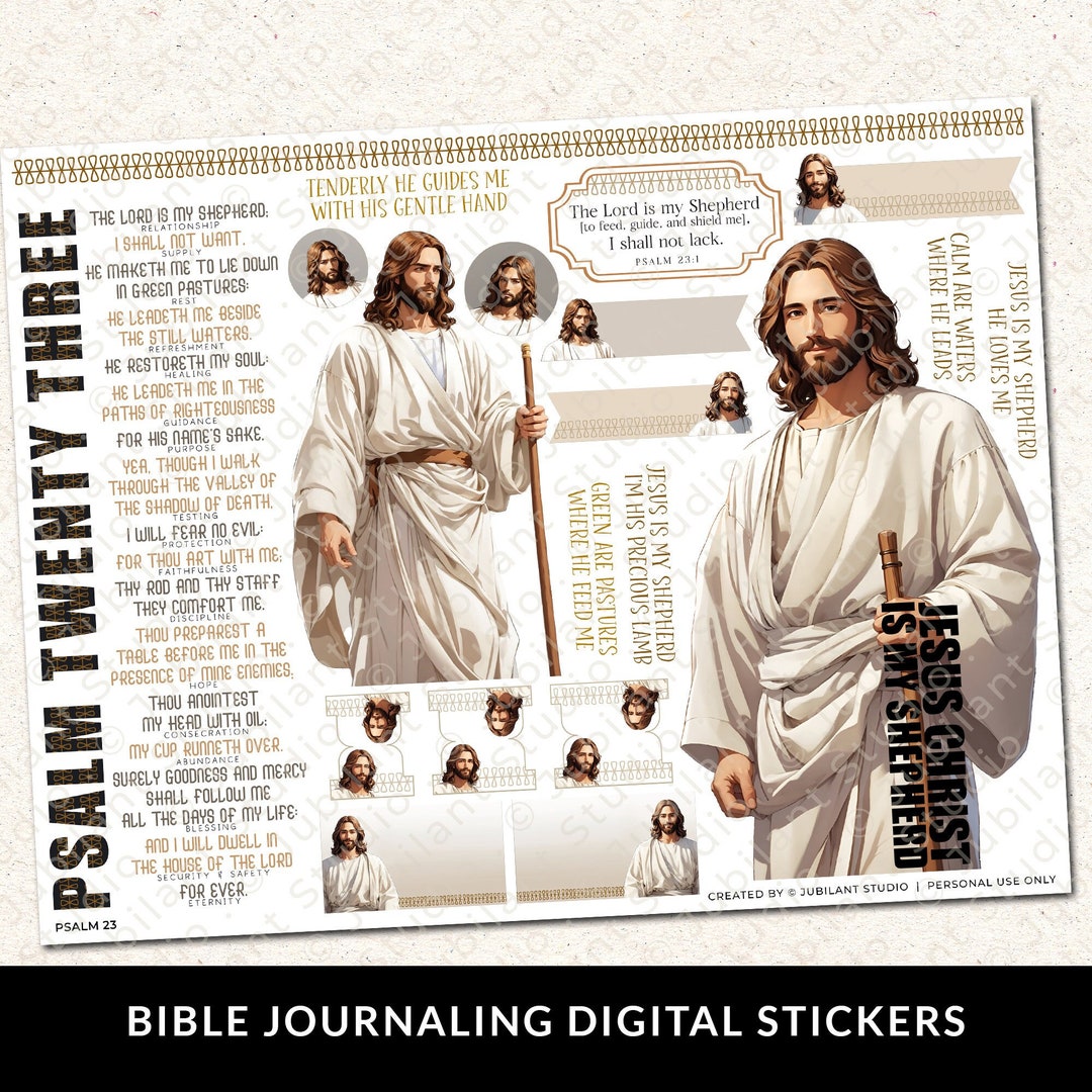 Psalm 23 Bible Journaling Stickers Printable, Christian Faith, Bible ...