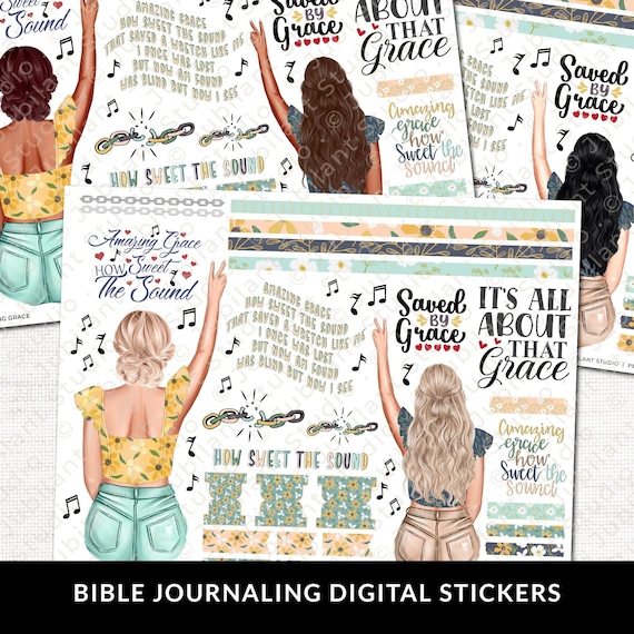 Amazing Grace Bible Journaling Printable Sticker Sheet - Etsy