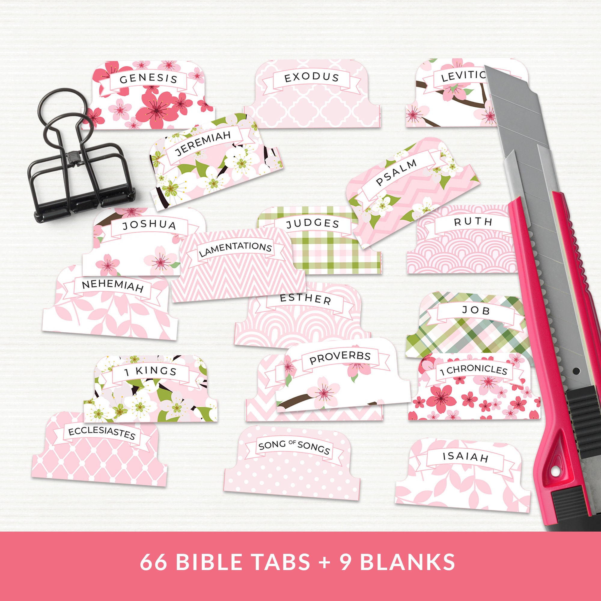 Cherry Blossoms Sakura Bible Tabs, Printable Bible Journaling Stickers ...