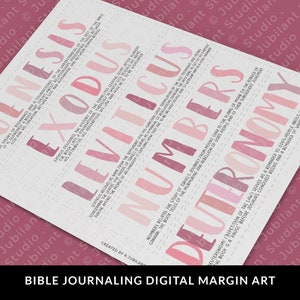 66 Books of the Bible Margin Art - Pretty Pink, Bible Journaling, Old ...
