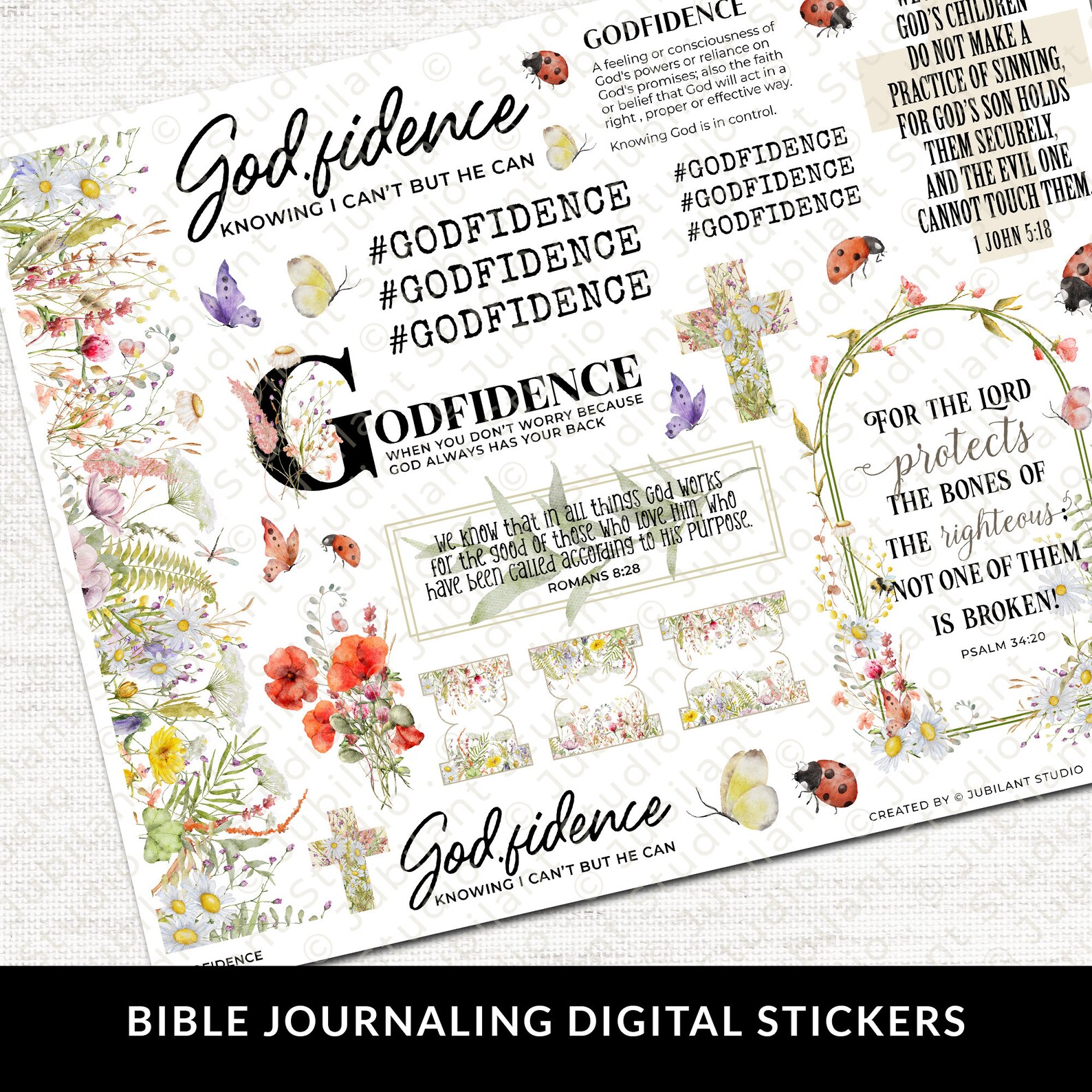 Godfidence Bible Journaling Stickers Printable, Faith, Bible Study ...