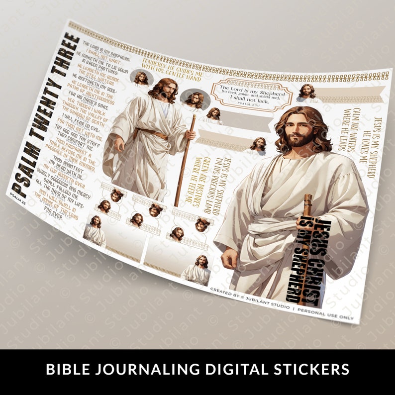 Psalm 23 Bible Journaling Stickers Printable, Christian Faith, Bible ...