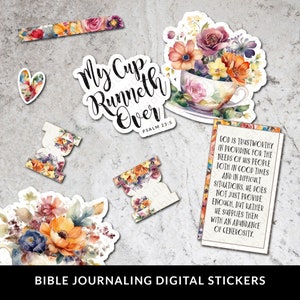My Cup Runneth Over Bible Journaling Stickers Printable, Christian ...