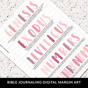 66 Books of the Bible Margin Art - Pretty Pink, Bible Journaling, Old ...