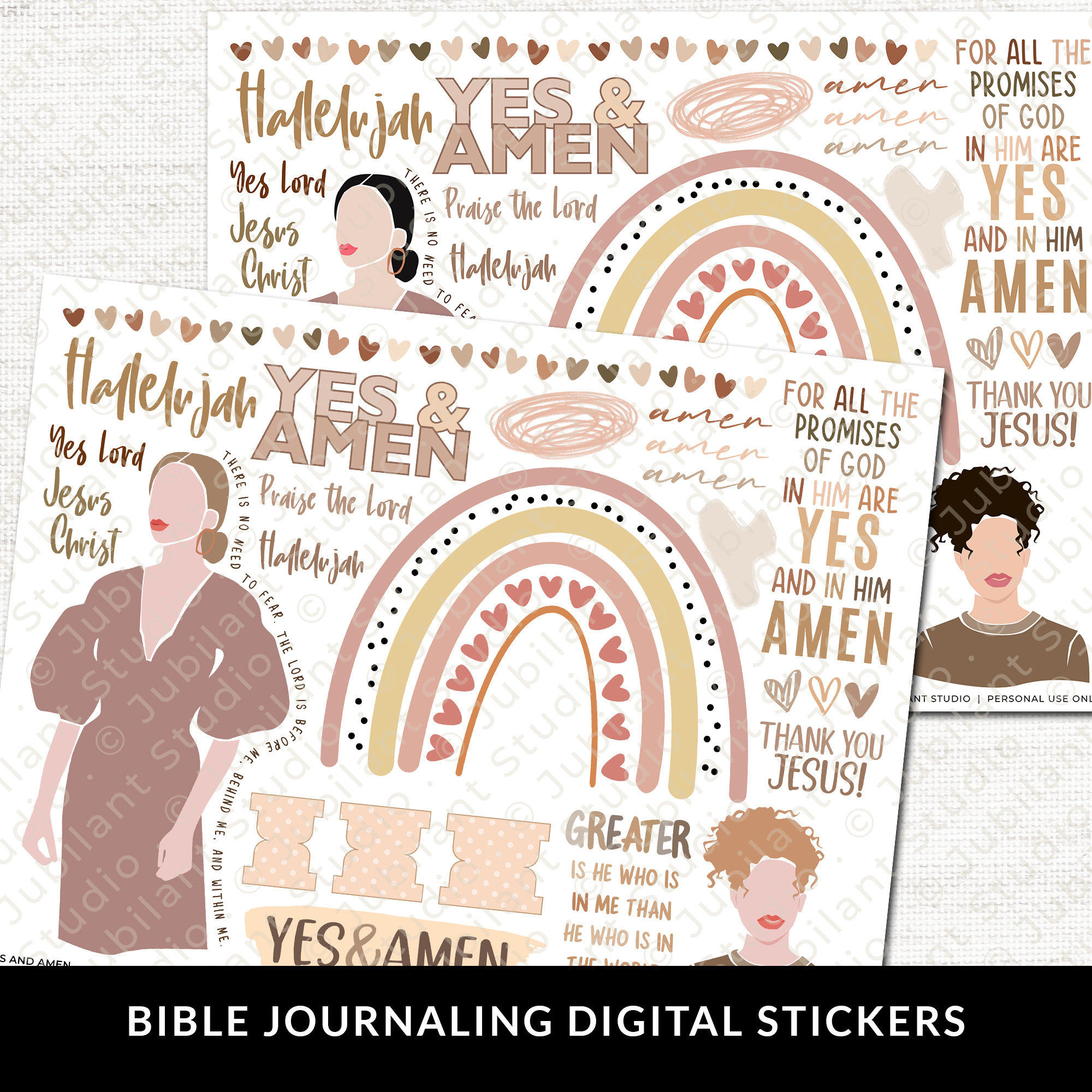 Yes and Amen Bible Journaling Stickers Printable Diversity | Etsy
