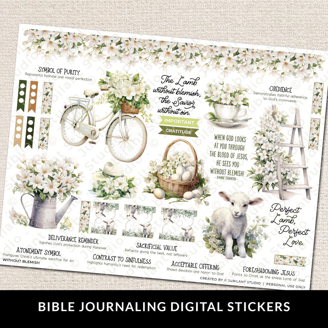Without Blemish Bible Journaling Stickers Printable, Christian Faith ...