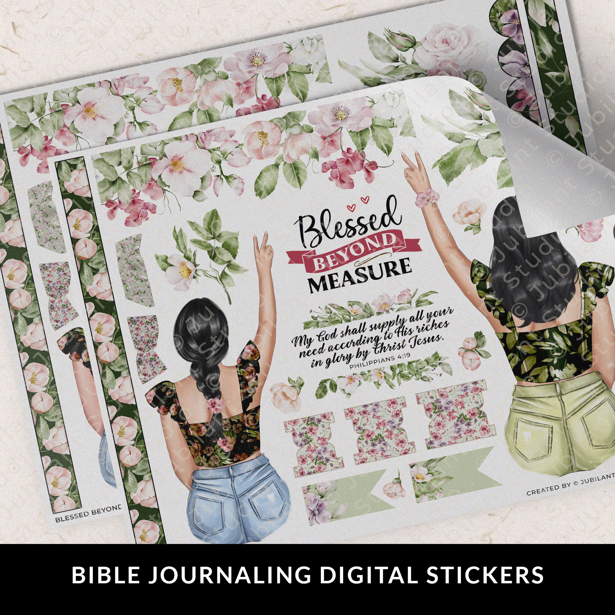 Blessed Beyond Measure Bible Journaling Stickers Printable - Etsy