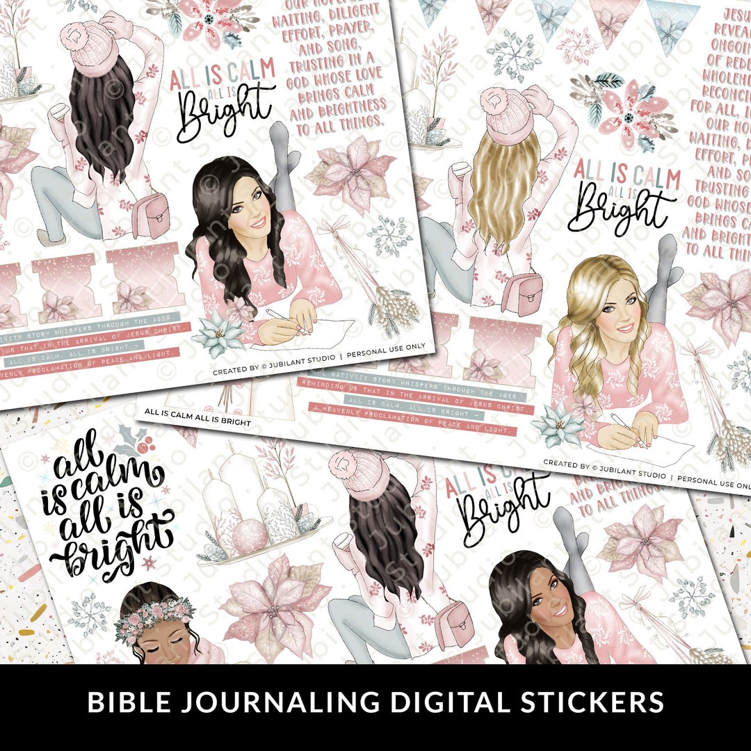 All is Calm All is Bright Bible Journaling Stickers Printable ...
