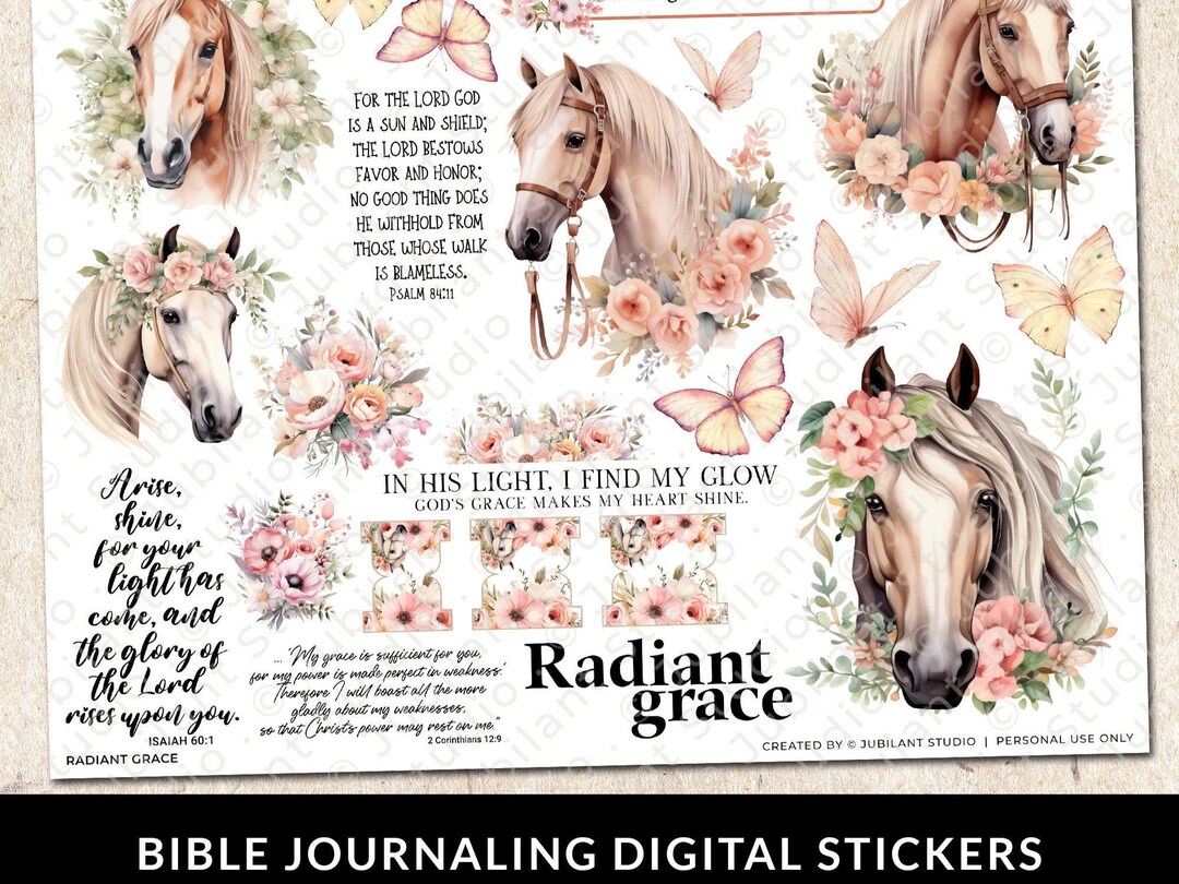 Radiant Grace Bible Journaling Printable Sticker Sheet, Journal ...