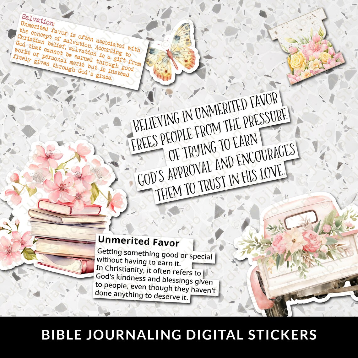 Unmerited Favor Journaling Printable Sticker Sheet, Journal Supplies ...