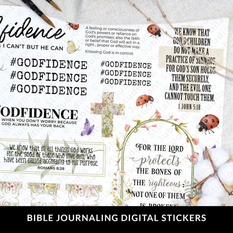 Godfidence Bible Journaling Stickers Printable, Faith, Bible Study ...