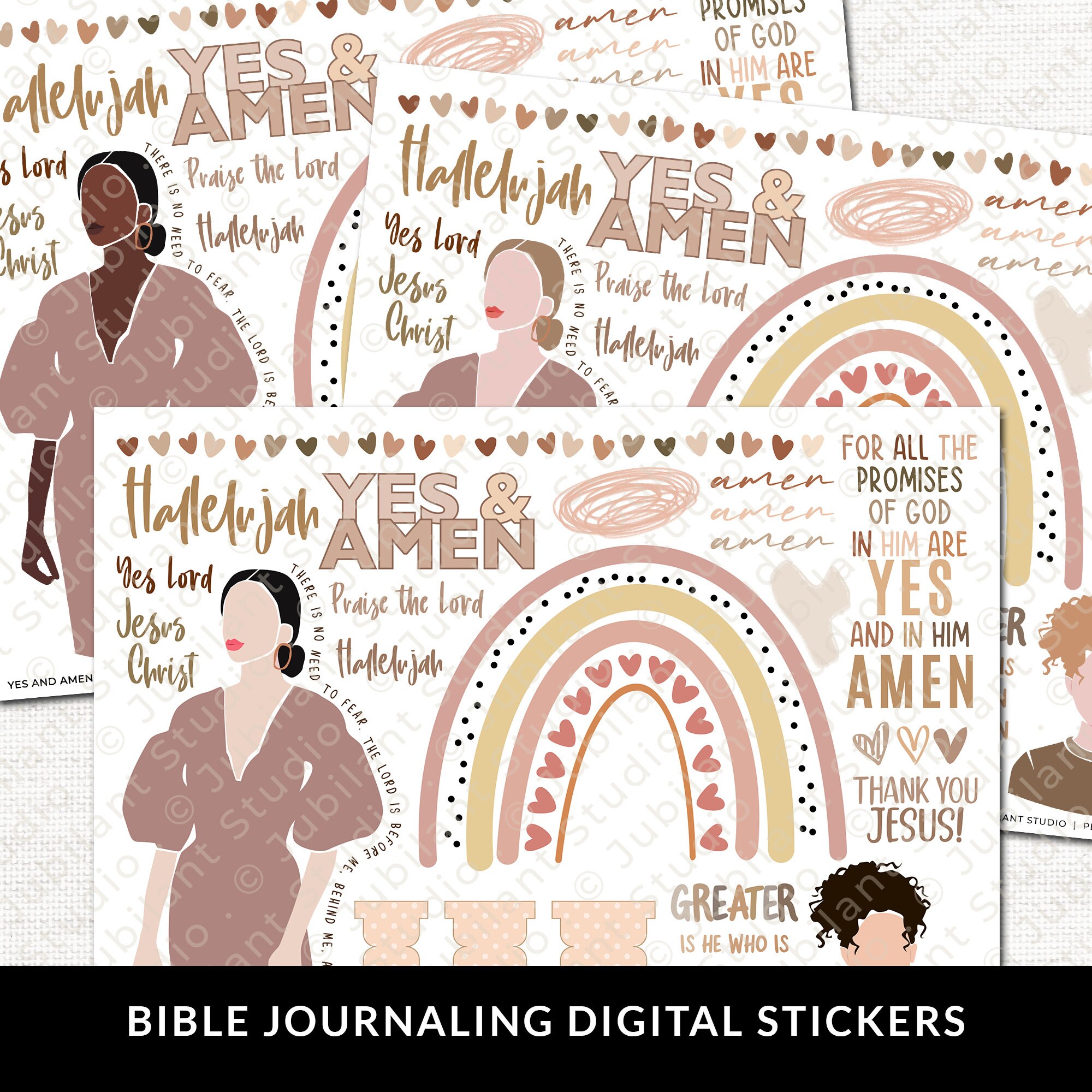 Yes and Amen Bible Journaling Stickers Printable Diversity | Etsy