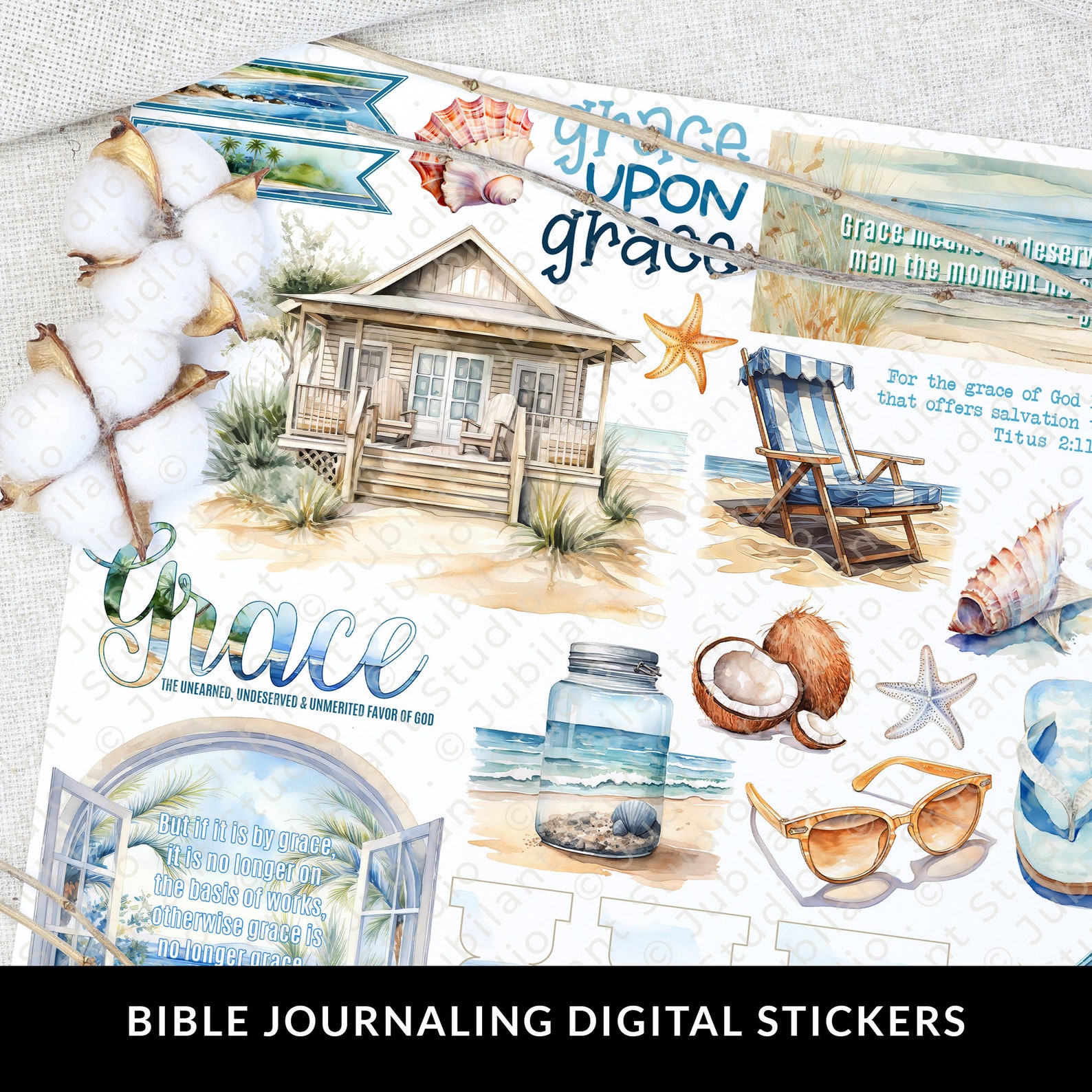 Grace Bible Journaling Stickers Printable, Christian Faith, Bible Study ...