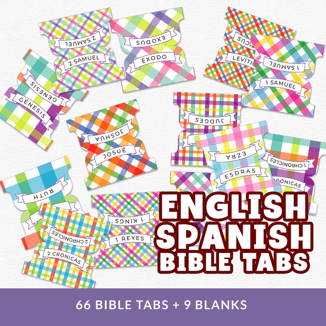 Multicolored Plaid Eng-spa Bible Tabs, Printable Journaling Stickers ...