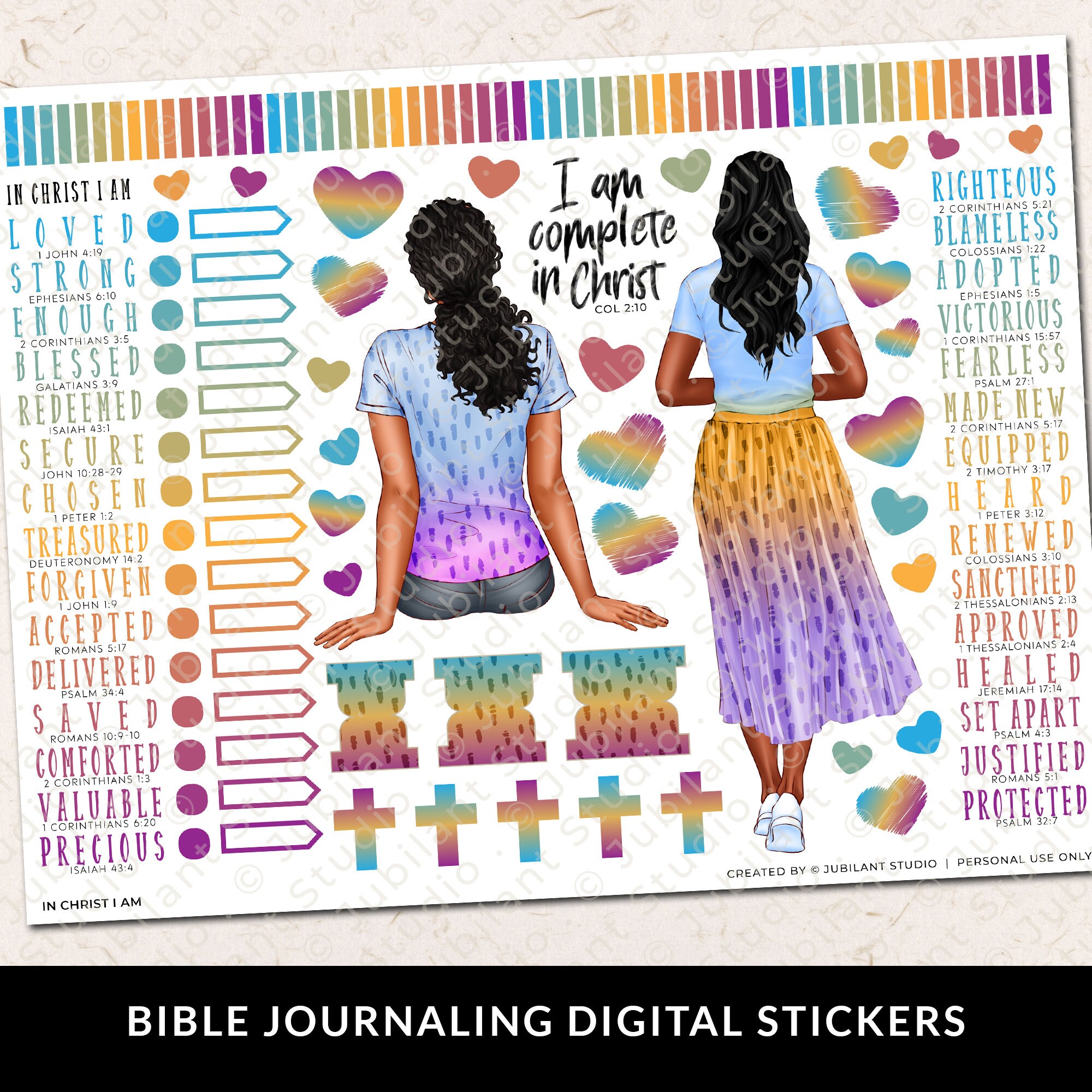 In Christ I Am Bible Journaling Stickers Printable Diversity - Etsy