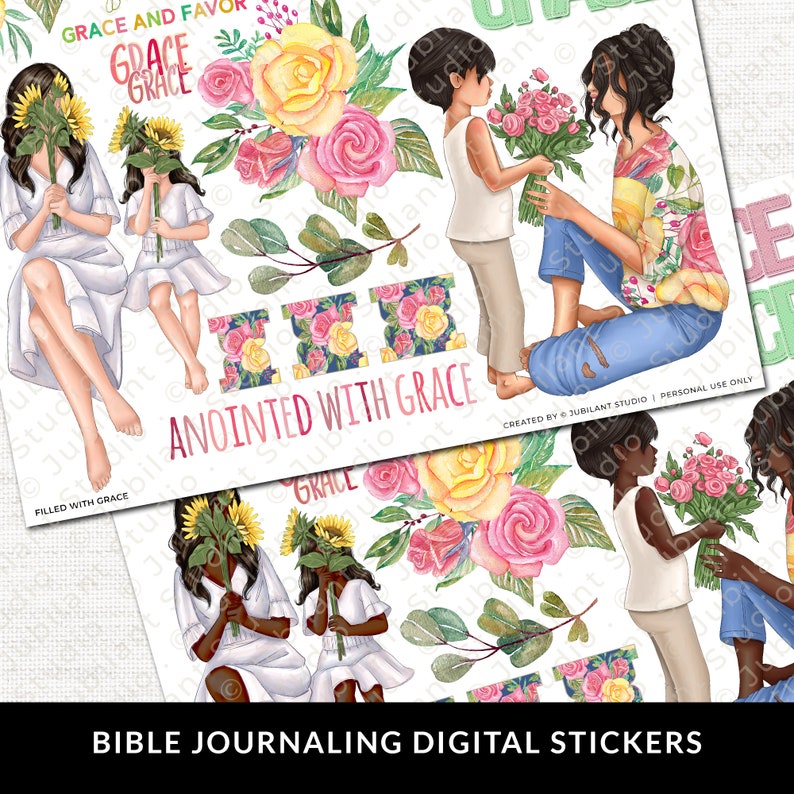 Filled With Grace, Bible Journaling Stickers Printable, Diversity ...
