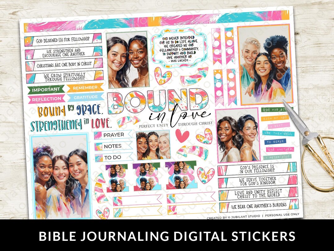 Bound in Love Bible Journaling Stickers Printable, Diversity, Christian ...
