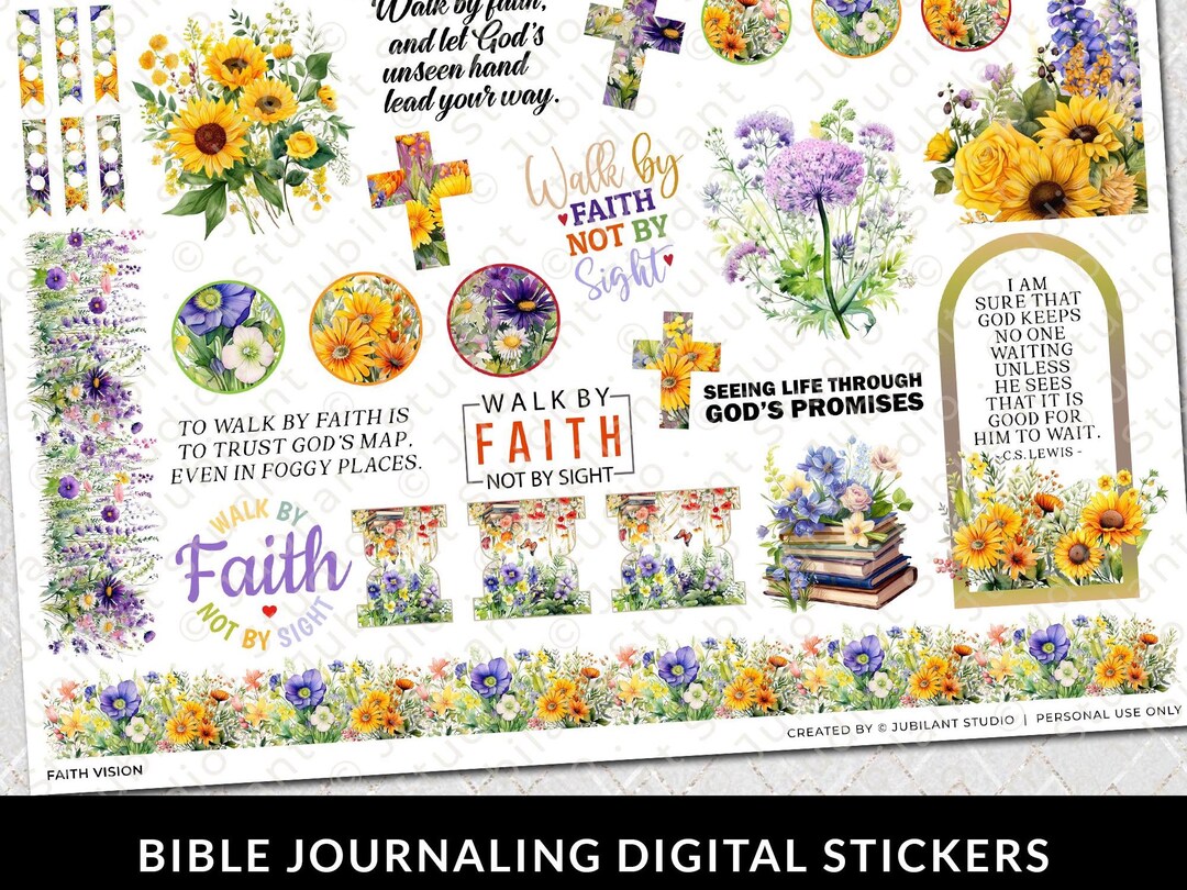 Faith Vision Bible Journaling Stickers Printable, Christian Faith ...