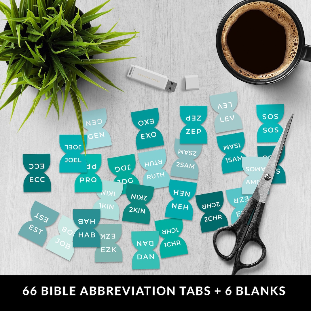 Teal Ocean Bible Tabs, Printable Bible Journaling Stickers, Digital ...