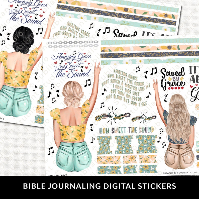 Amazing Grace Bible Journaling Printable Sticker Sheet - Etsy