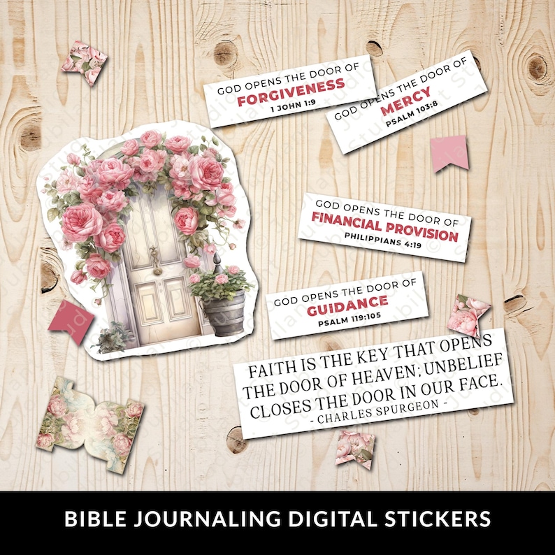 God's Open Doors Bible Journaling Stickers Printable, Christian Faith ...