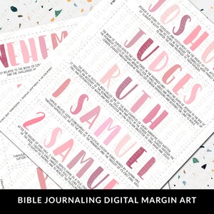 66 Books of the Bible Margin Art - Pretty Pink, Bible Journaling, Old ...