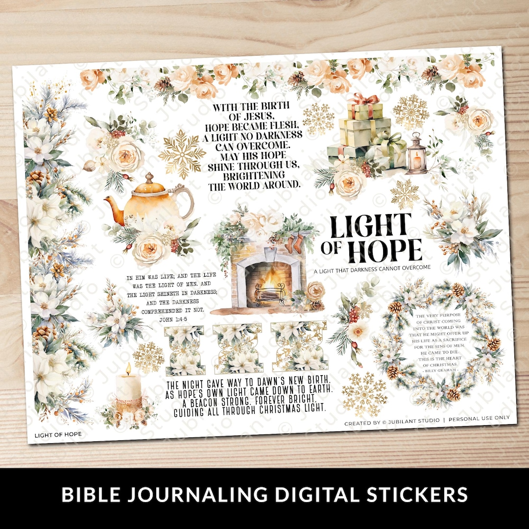 Light of Hope Bible Journaling Stickers Printable, Christmas, Jesus ...