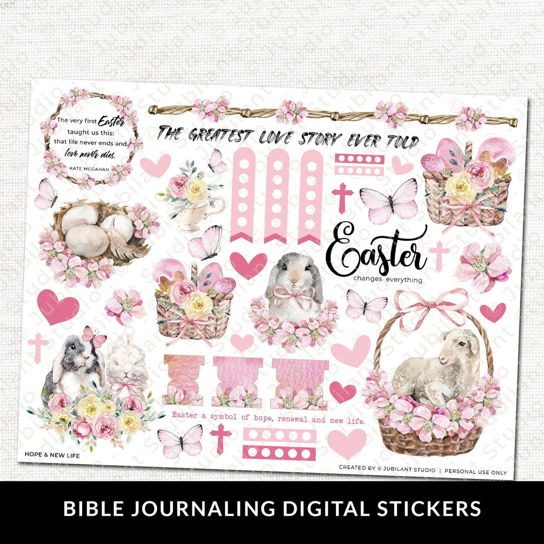 Hope & New Life Easter Bible Journaling Printable Sticker Sheet ...