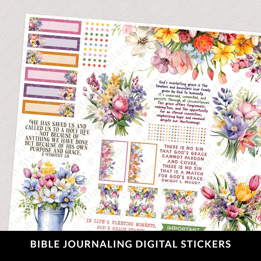 Everlasting Grace Bible Journaling Printable Sticker Sheet, Journal ...
