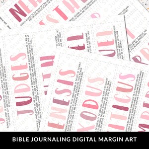 66 Books of the Bible Margin Art - Pretty Pink, Bible Journaling, Old ...