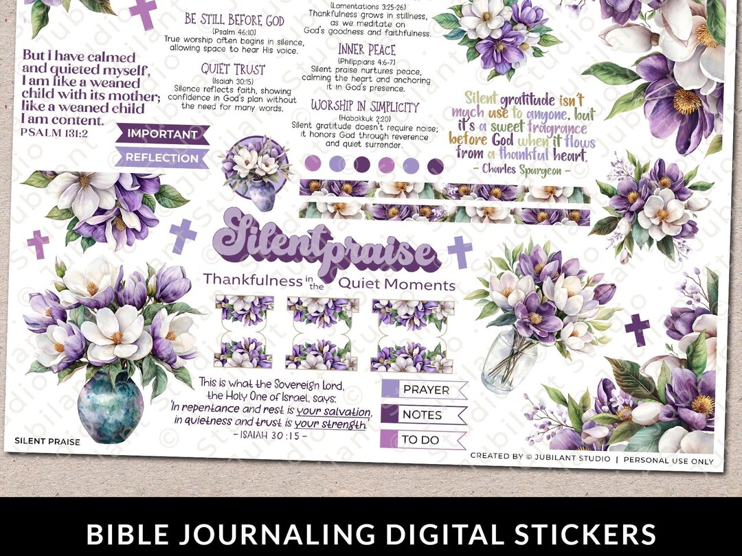 Silent Praise Bible Journaling Stickers Printable, Prayer Notes ...