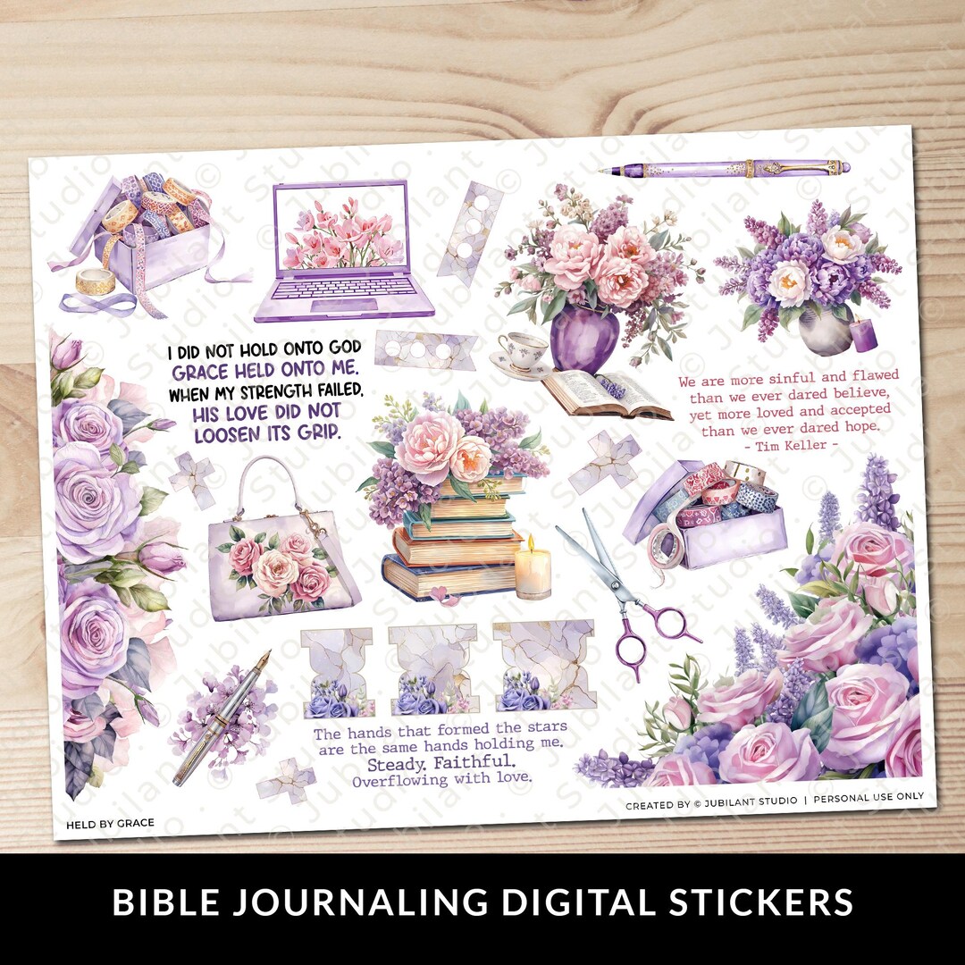 Held by Grace Bible Journaling Stickers Printable, Prayer Note ...