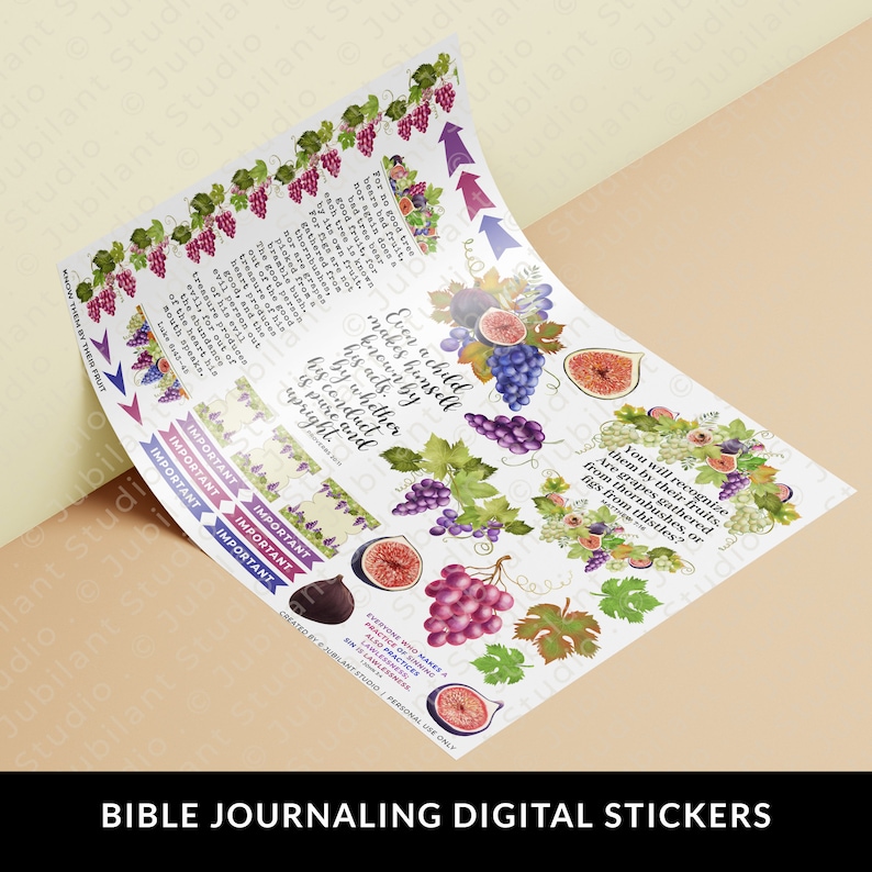 Know Them by Their Fruit Bible Journaling Stickers Printable, Seedtime ...