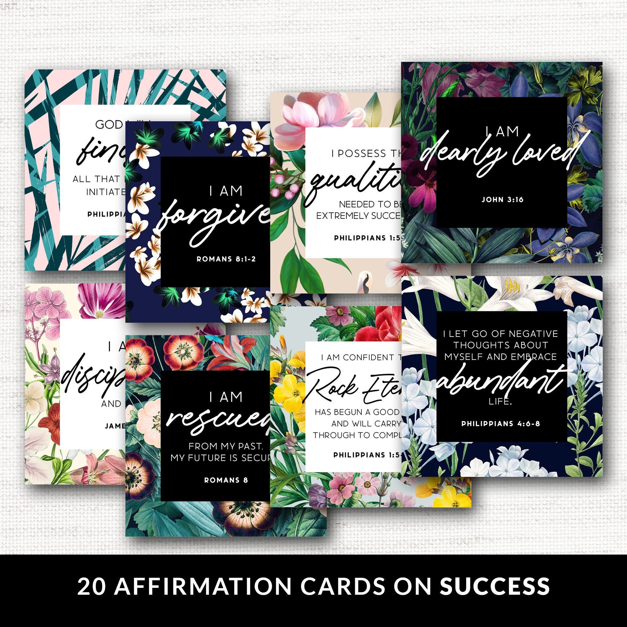 20 Affirmation Cards on Success | Christian Scripture Prayer Cards ...