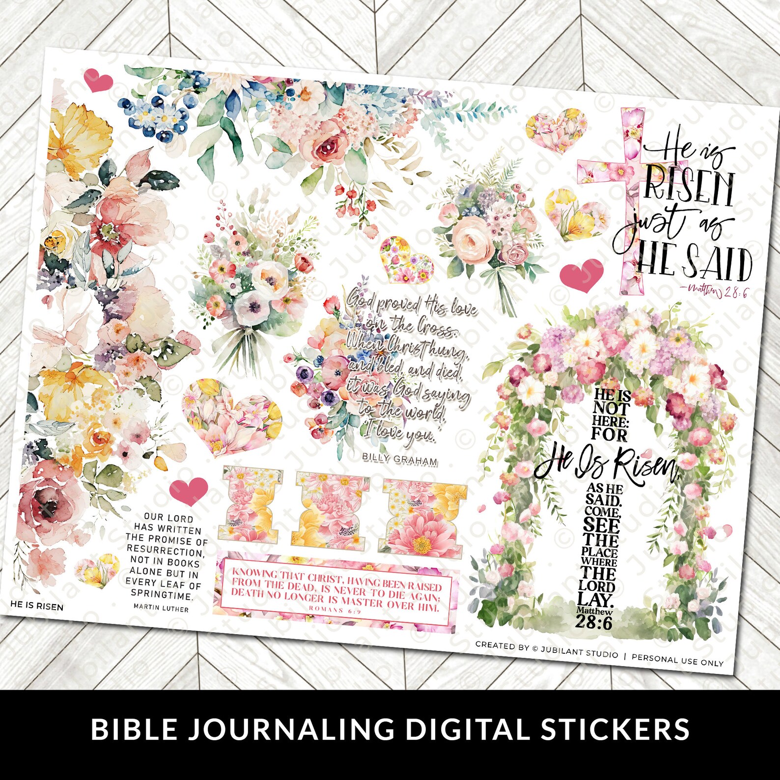 He is Risen Easter Bible Journaling Printable Sticker Sheet, Journal ...