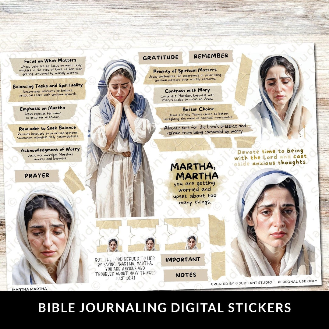 Martha Martha Bible Journaling Stickers Printable, Prayer, Christian ...