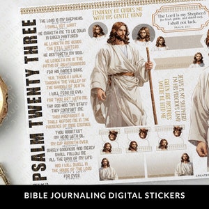 Psalm 23 Bible Journaling Stickers Printable, Christian Faith, Bible ...